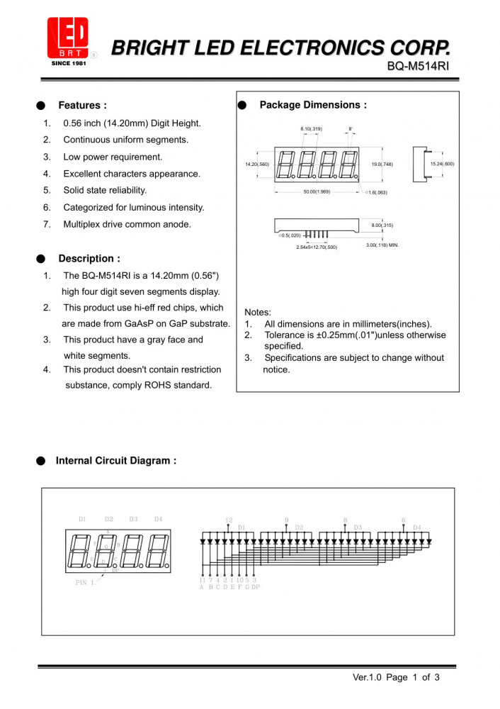 BQ-M514RI datasheet page 1