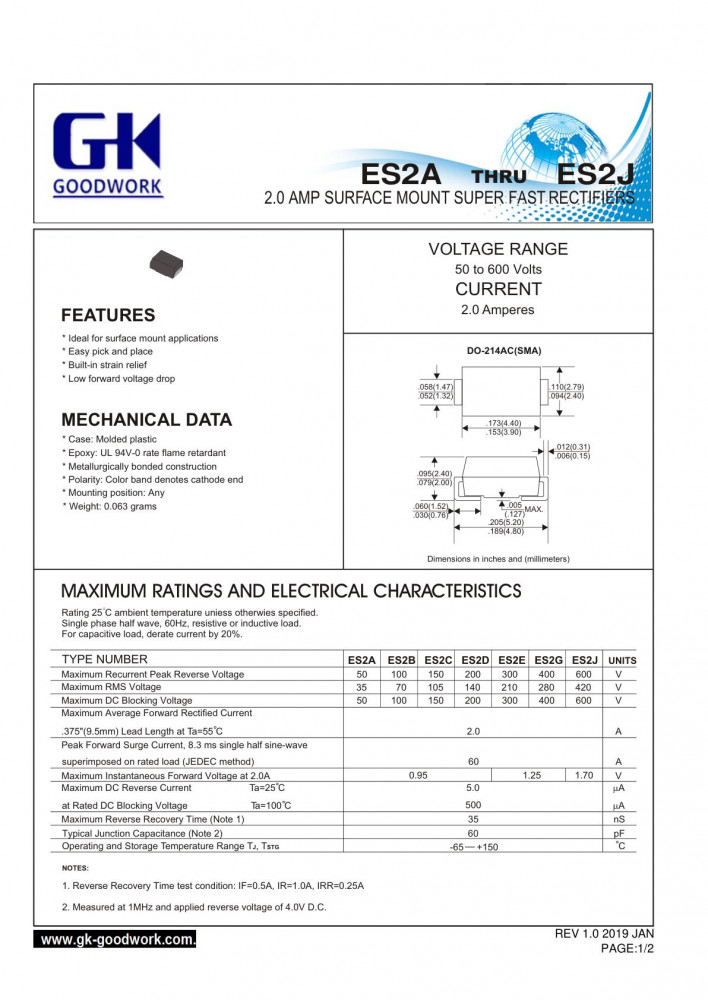 GOODWORK ES2D datasheet page 1