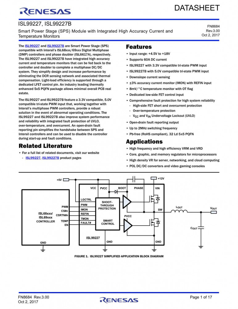 ISL99227BFRZ-T datasheet page 1
