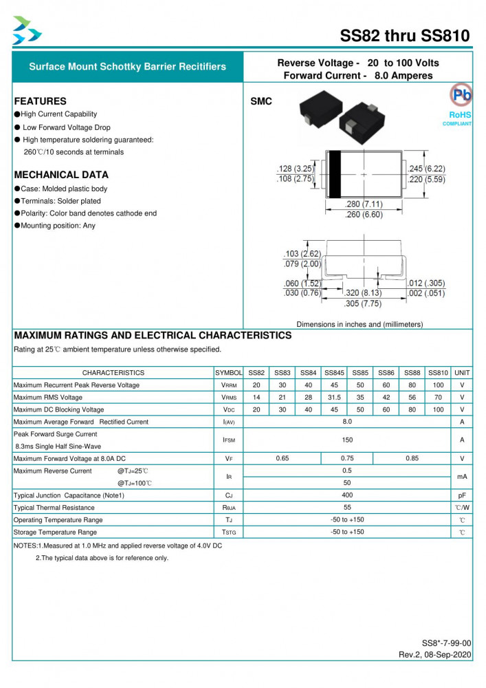 SS810 datasheet page 1