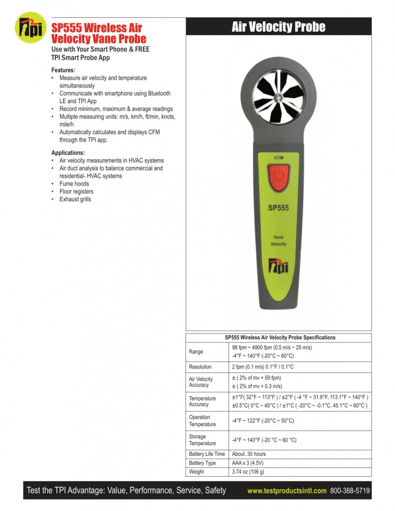 TPI SP555 product documentation image 1