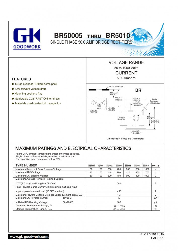 GOODWORK BR5010 datasheet page 1