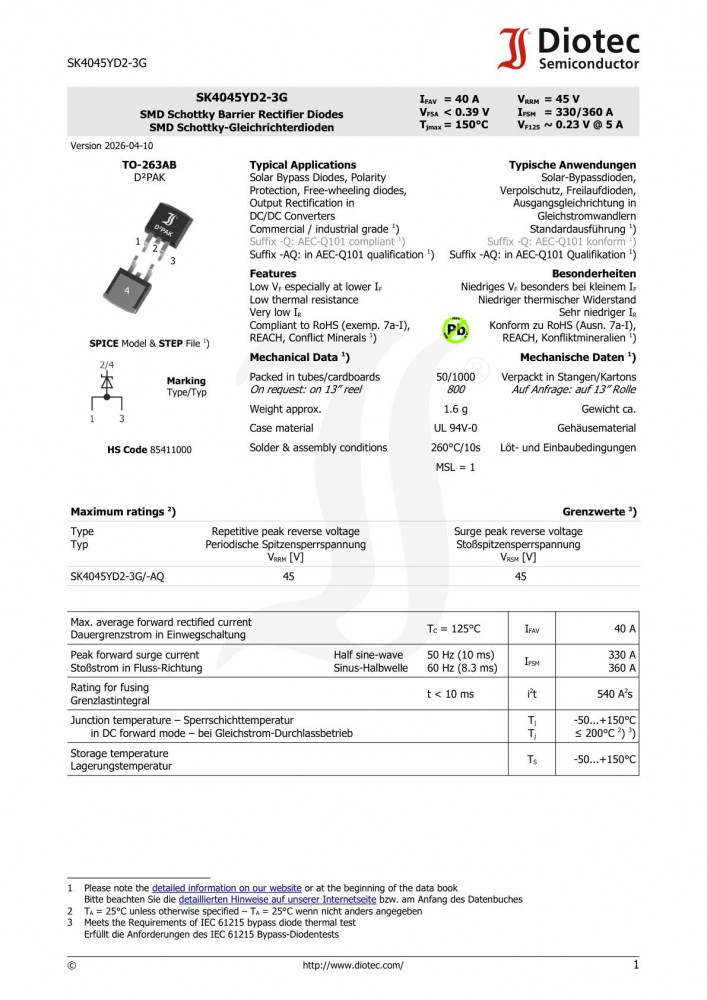 SK4045YD2-3G-Q technical document page 1
