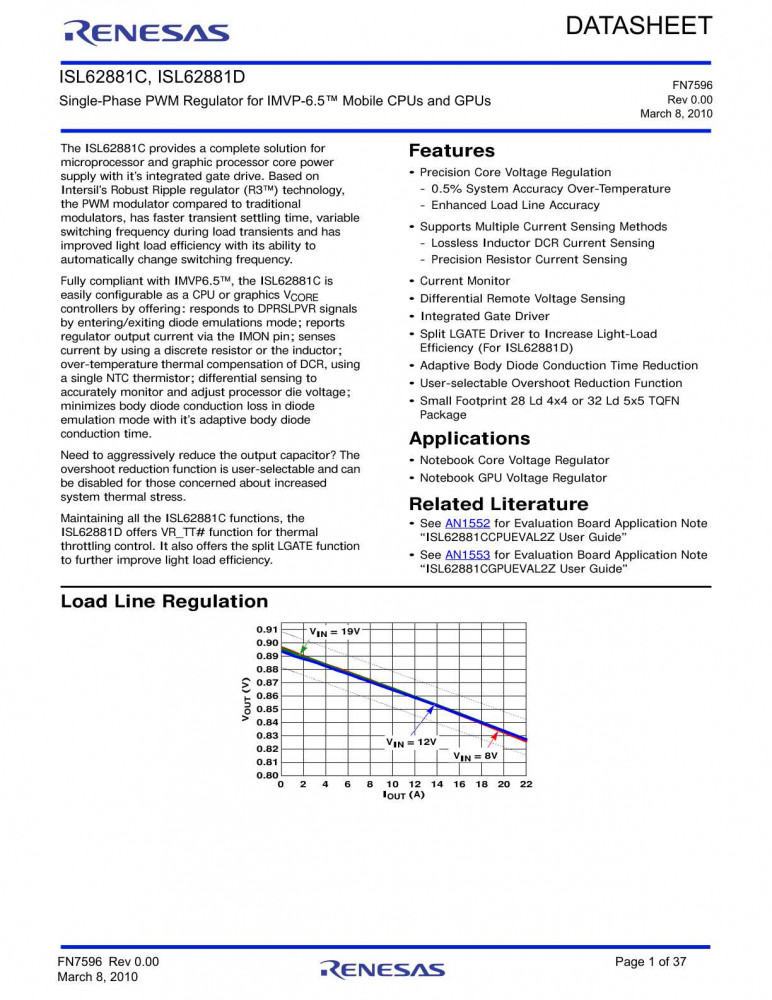 ISL62881D datasheet page 1