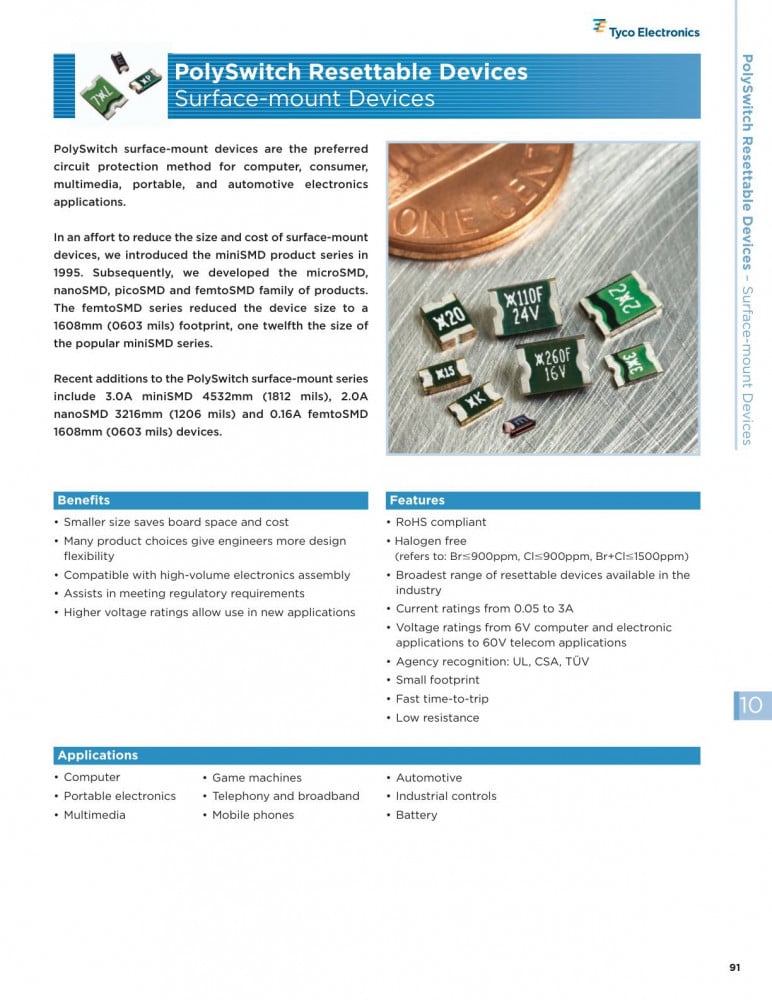 Littelfuse PolySwitch surface-mount device documentation page 1