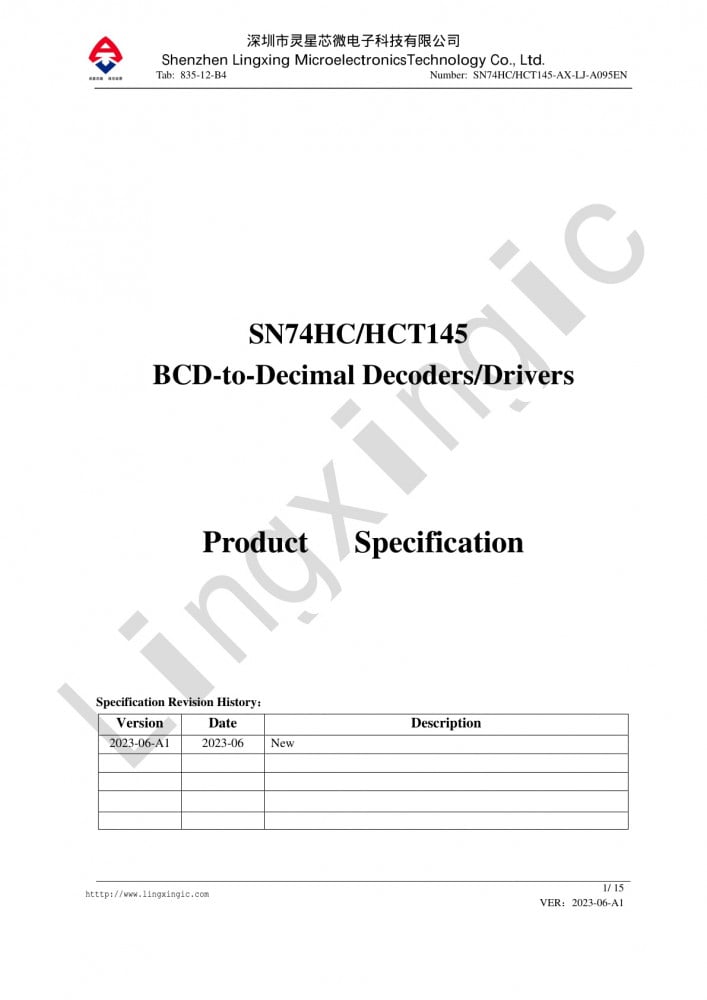 SN74HC145N(LX) datasheet page 1