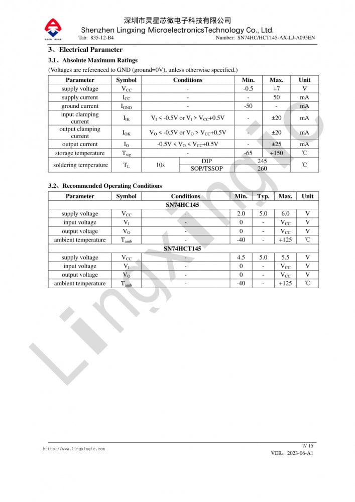 SN74HC145N(LX) datasheet page 7