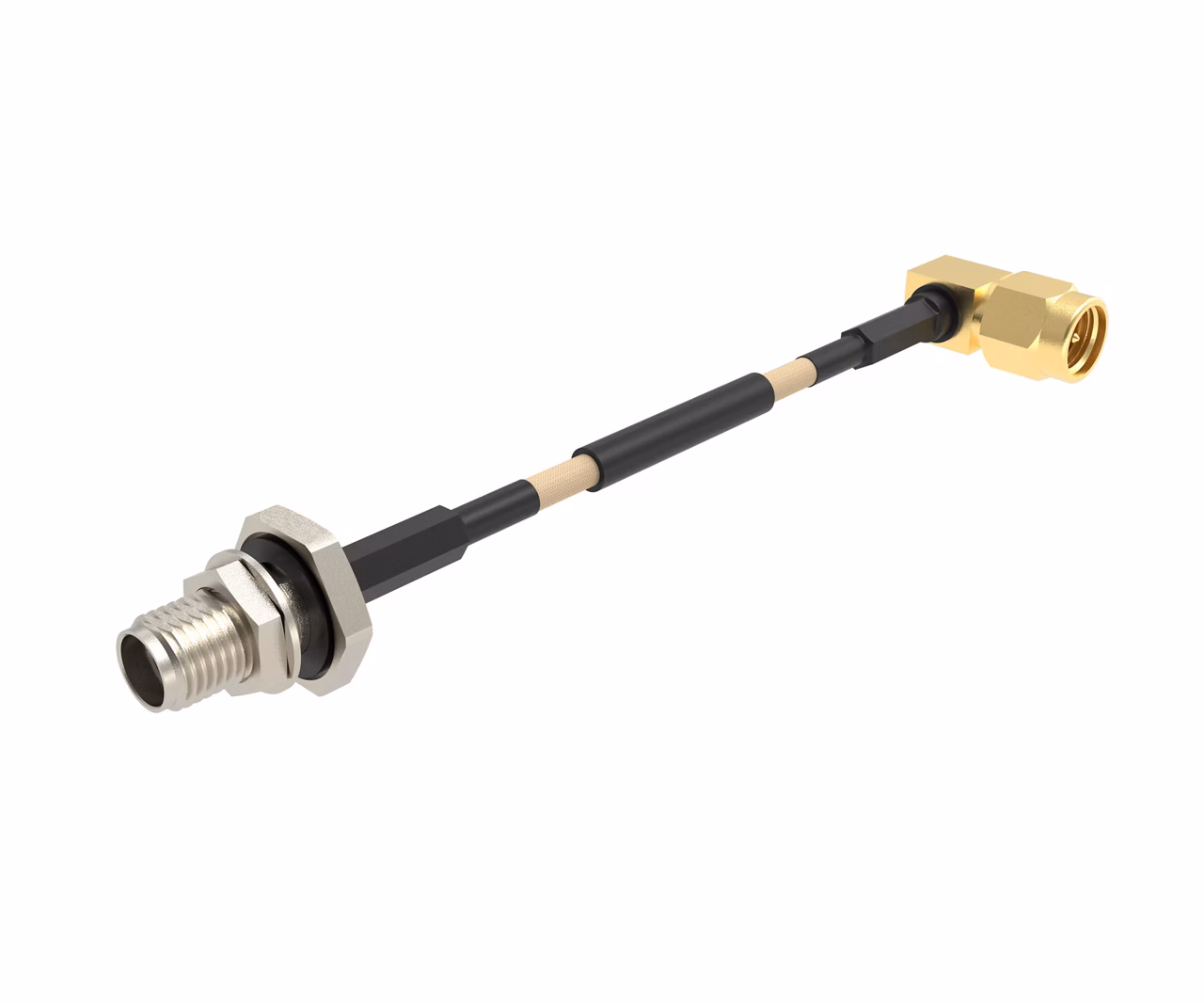SMA Straight Bulkhead Jack to SMA Right-Angle Plug on RG-174 Cable, 609.60mm Length, 50 Ohm