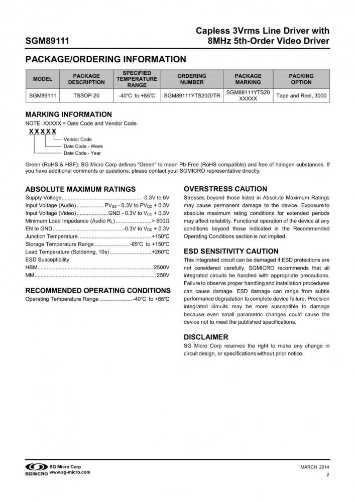 SGM89111 datasheet page 2