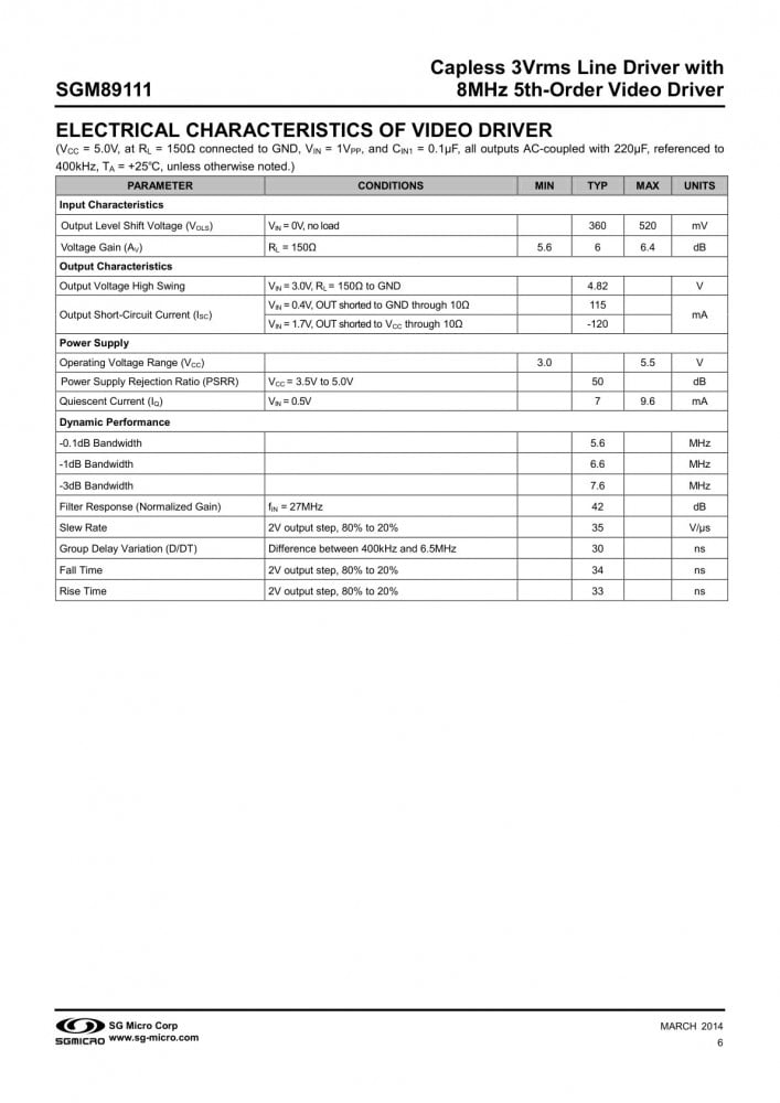 SGM89111 datasheet page 6
