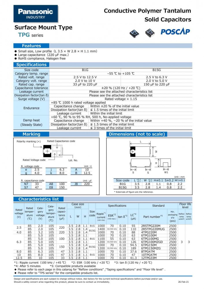 PANASONIC POSCAP document page 1
