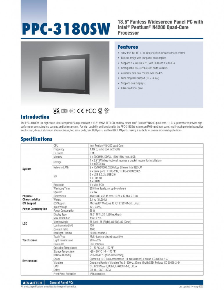 PPC-3180SW product documentation page 1