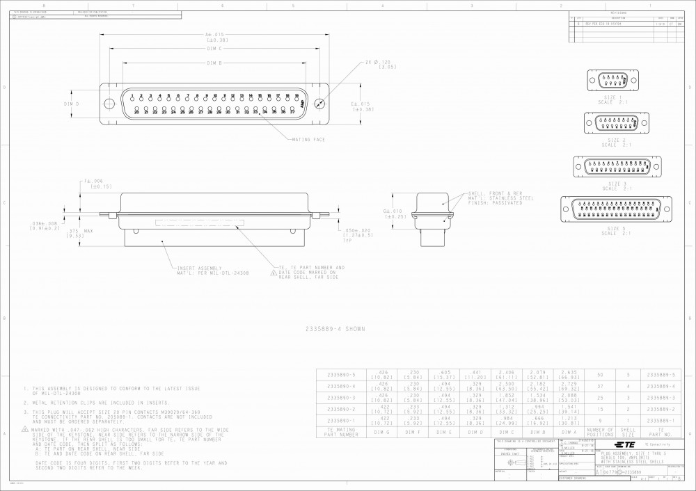 TE Connectivity 2335889-3 controlled drawing preview