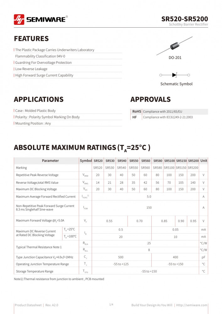 SEMIWARE SR550 datasheet page 1