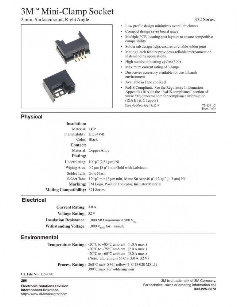 3M 372 Series Mini-Clamp Socket technical drawing page 1
