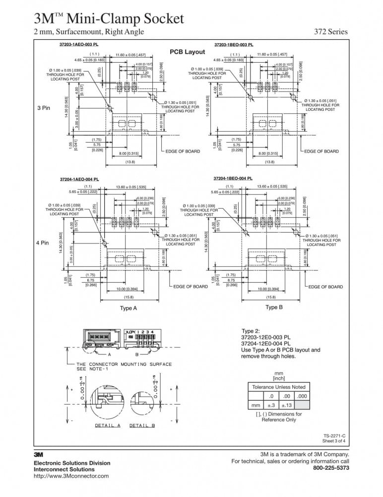 3M 372 Series Mini-Clamp Socket technical drawing page 3