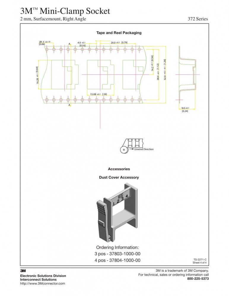 3M 372 Series Mini-Clamp Socket technical drawing page 4