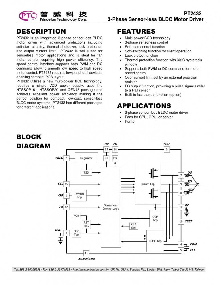 PT2432 technical document page 1