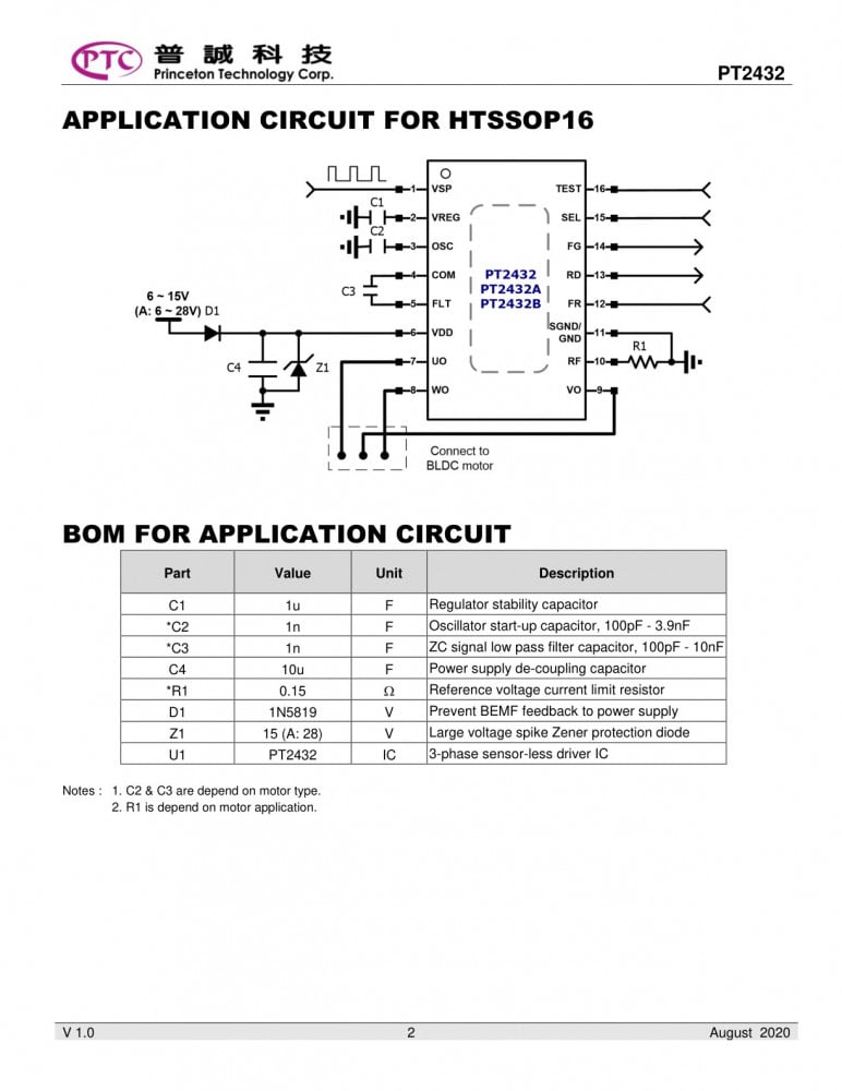 PT2432 technical document page 2