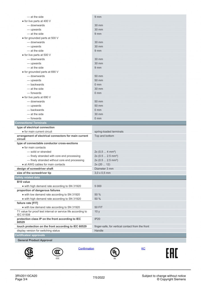 3RV20110CA20 technical document page 3