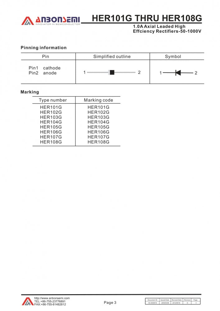AnBon HER108G datasheet page 3
