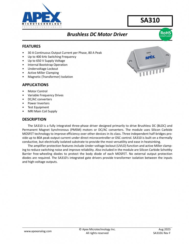 SA310 datasheet page 1