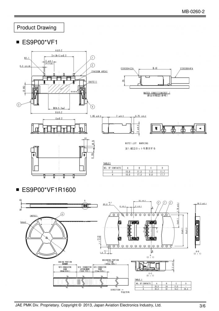 JAE ES9 series technical document page 3