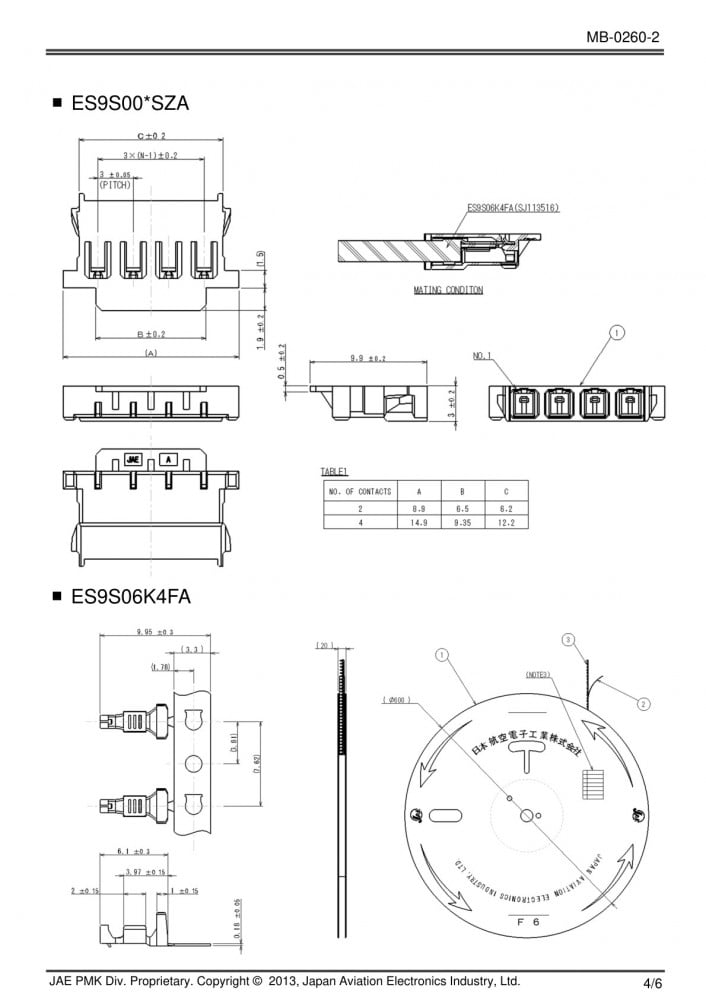 JAE ES9 series technical document page 4