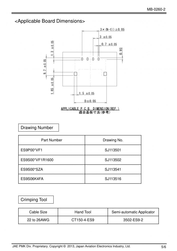 JAE ES9 series technical document page 5