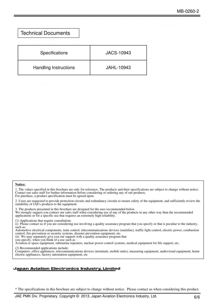 JAE ES9 series technical document page 6
