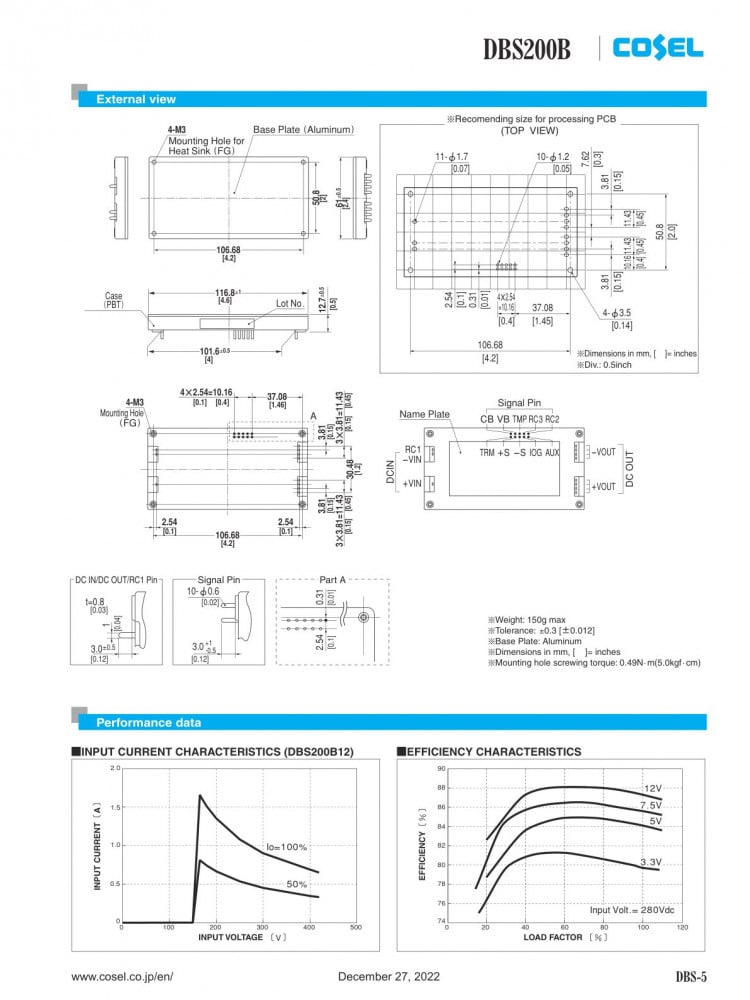 Cosel DBS series datasheet page 5
