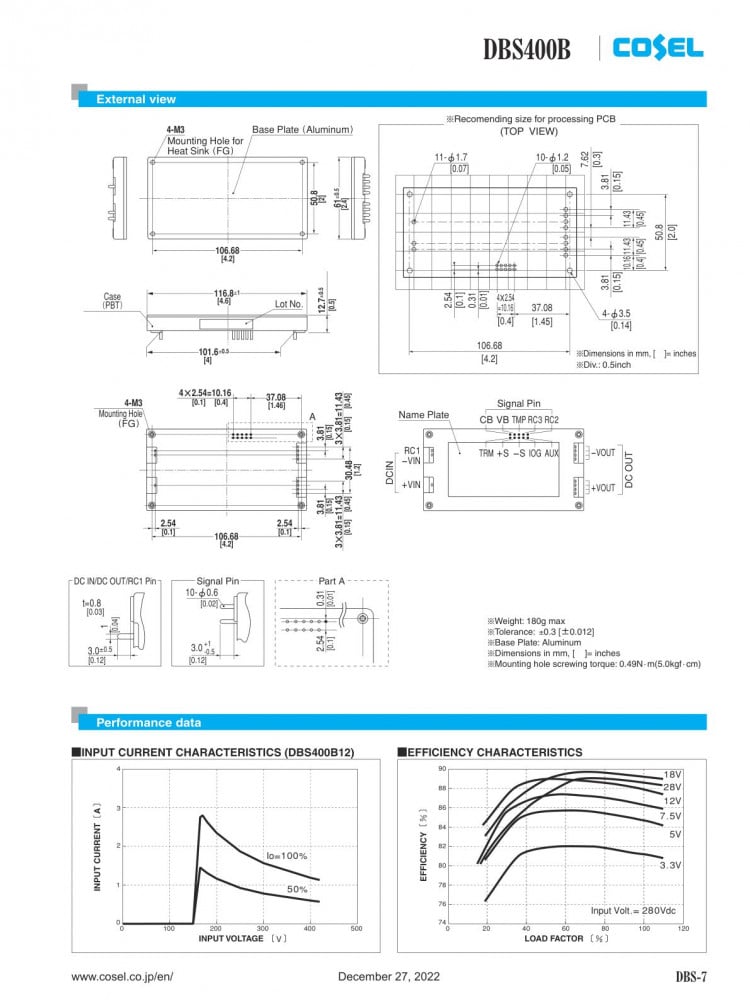 Cosel DBS series datasheet page 7
