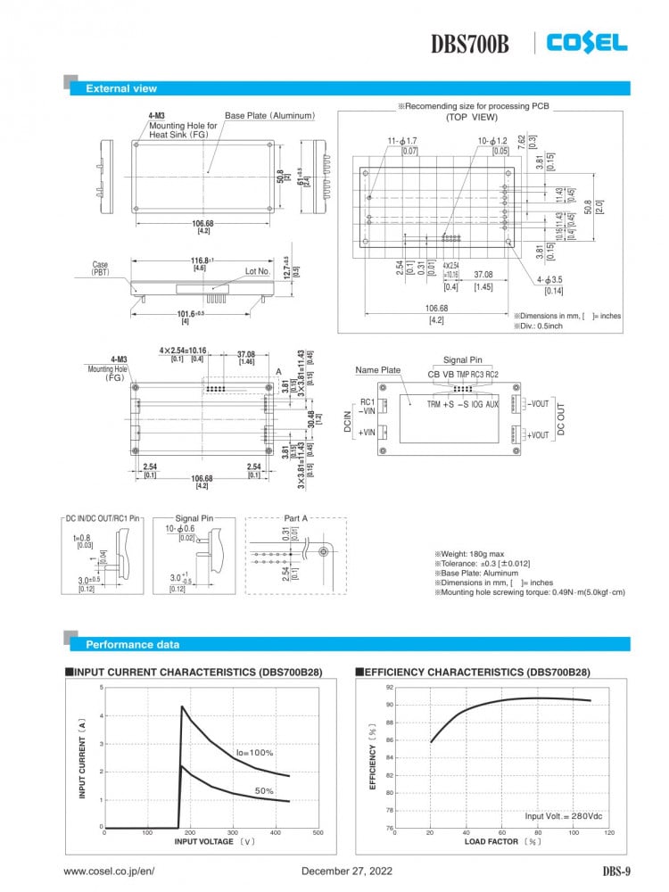 Cosel DBS series datasheet page 9