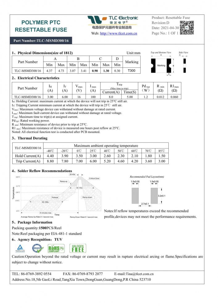 TLC-MSMD300/16 official technical document