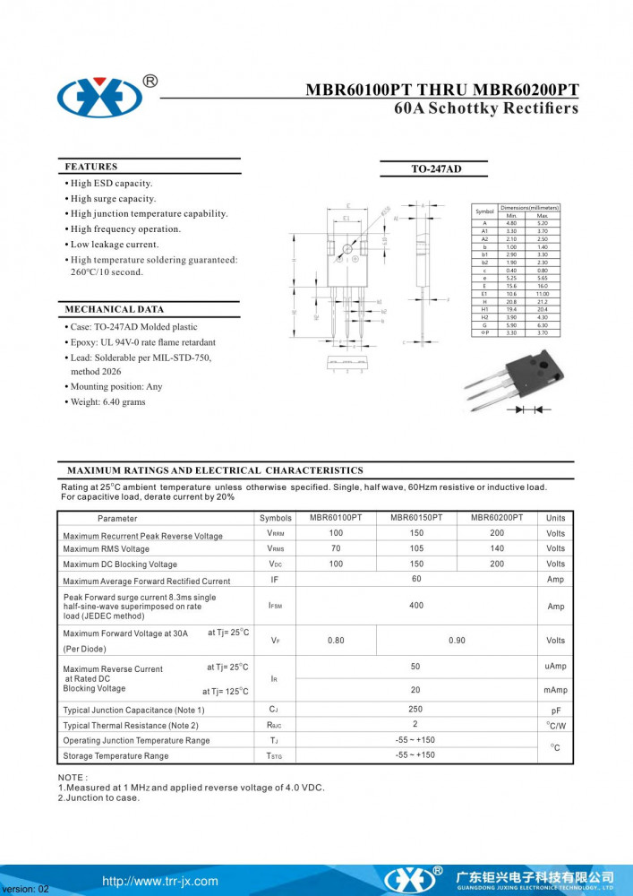 MBR60200PT datasheet page 1