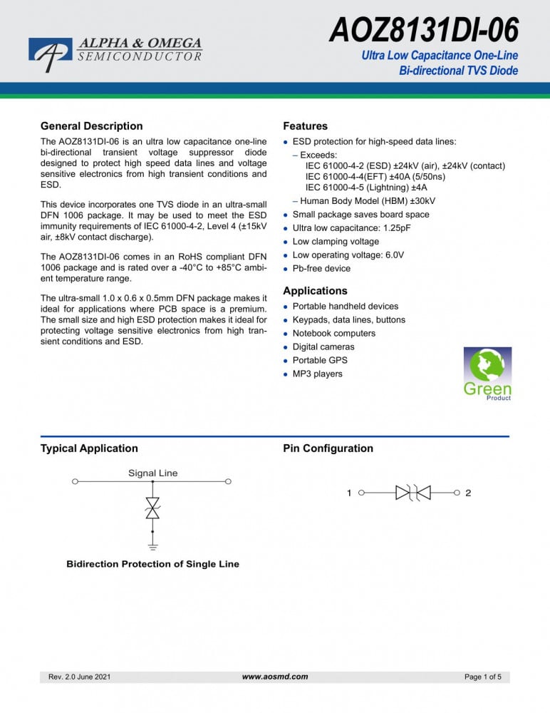 AOZ8131DI-06 datasheet page 1