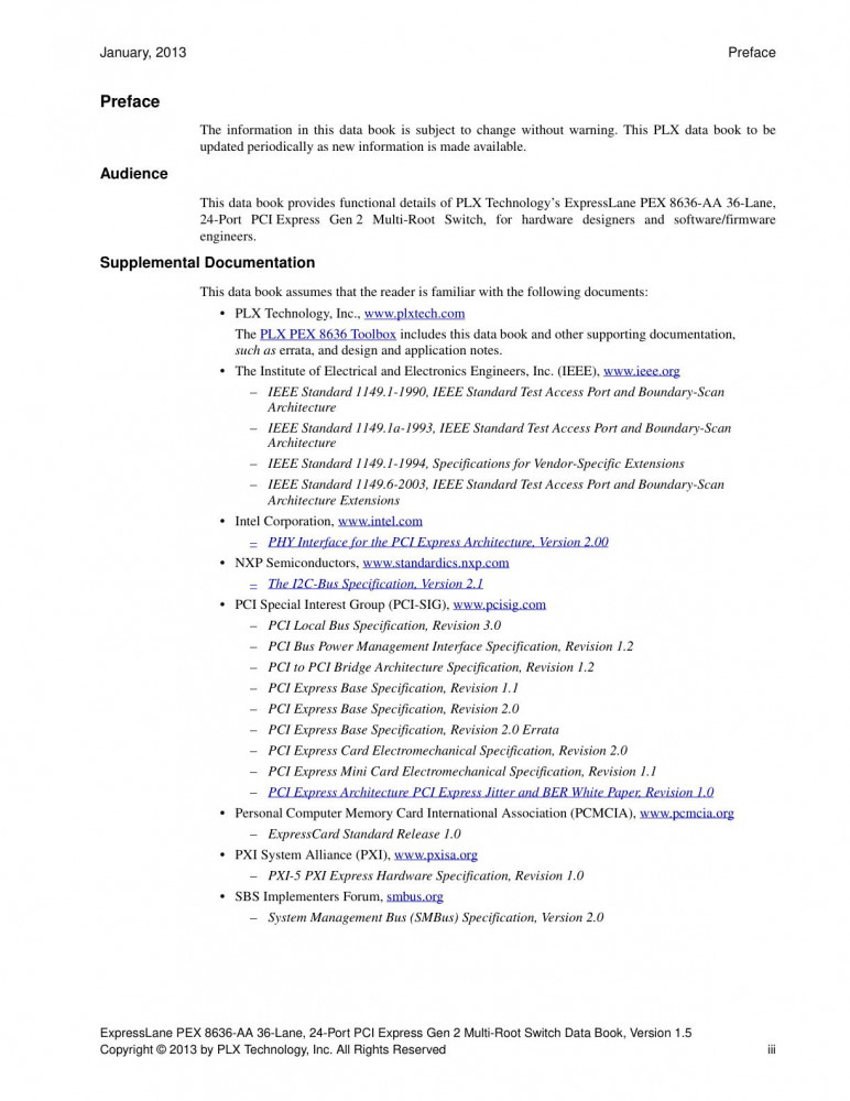 PEX8636-AA data book page 3