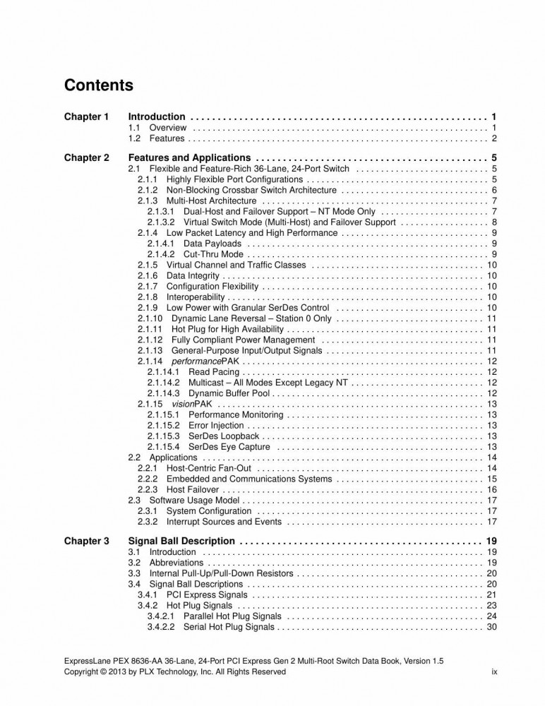 PEX8636-AA data book page 9