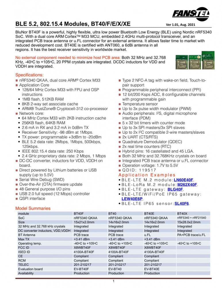 BT40E technical document page 1