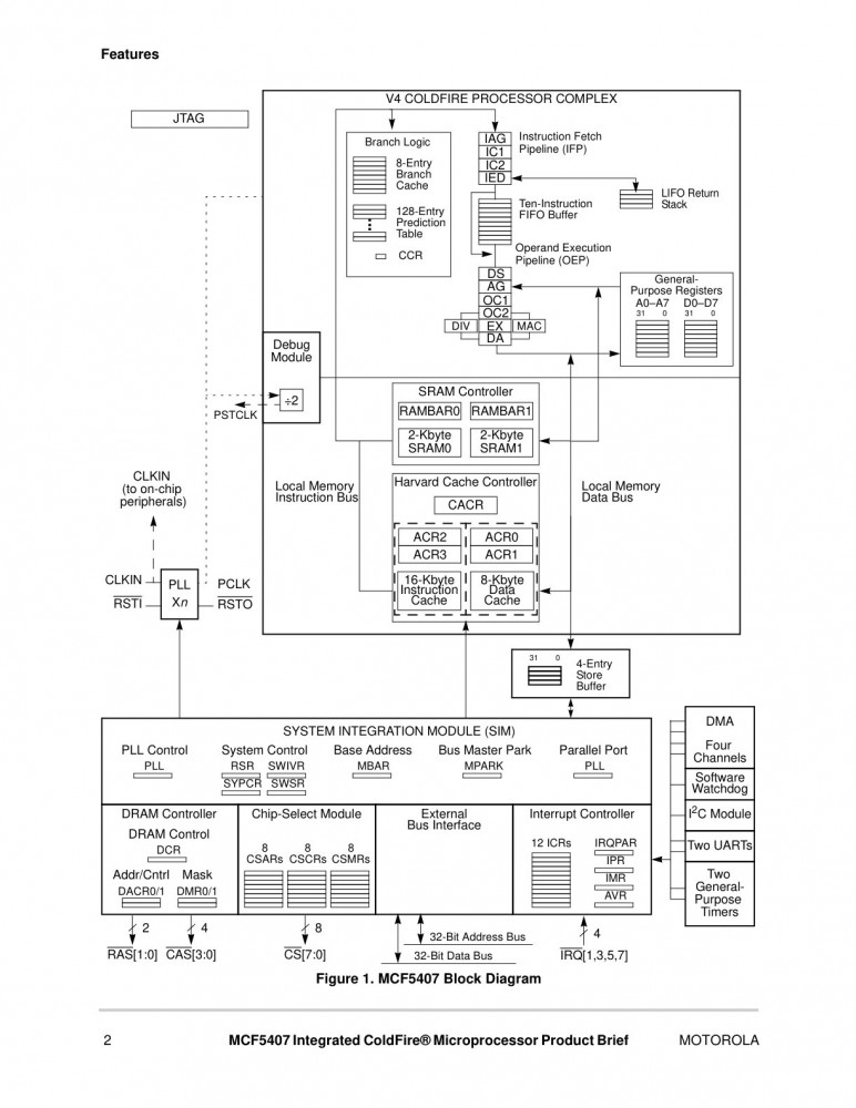 MCF5407 product brief page 2