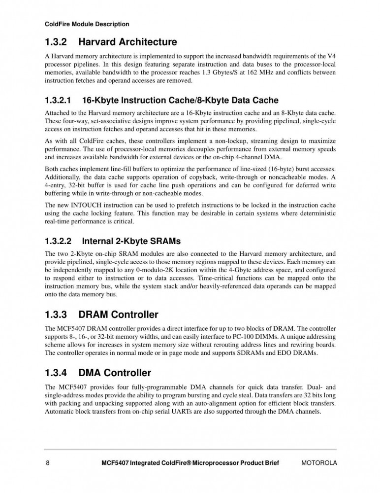 MCF5407 product brief page 8