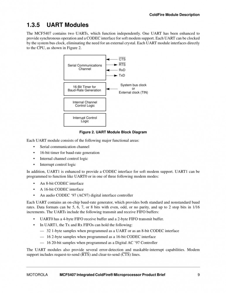 MCF5407 product brief page 9