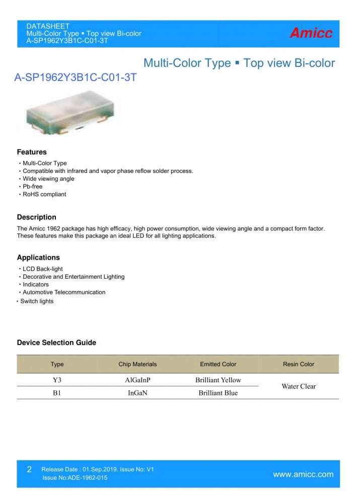 A-SP1962Y3B1C-C01-3T datasheet page 2
