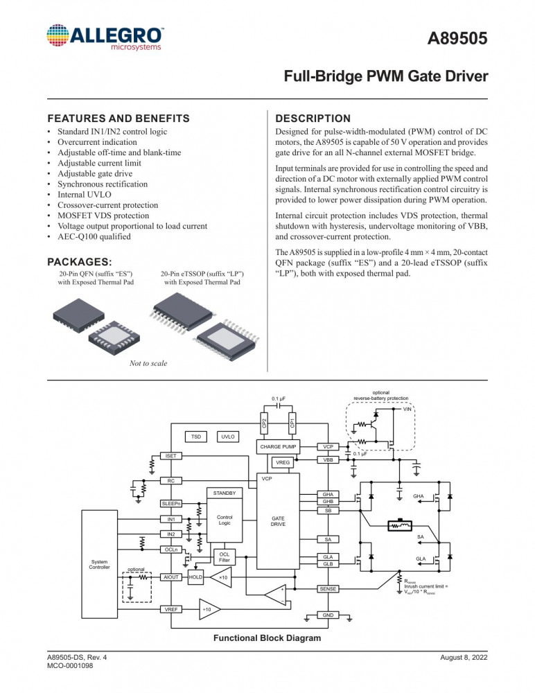 A89505 datasheet page 1