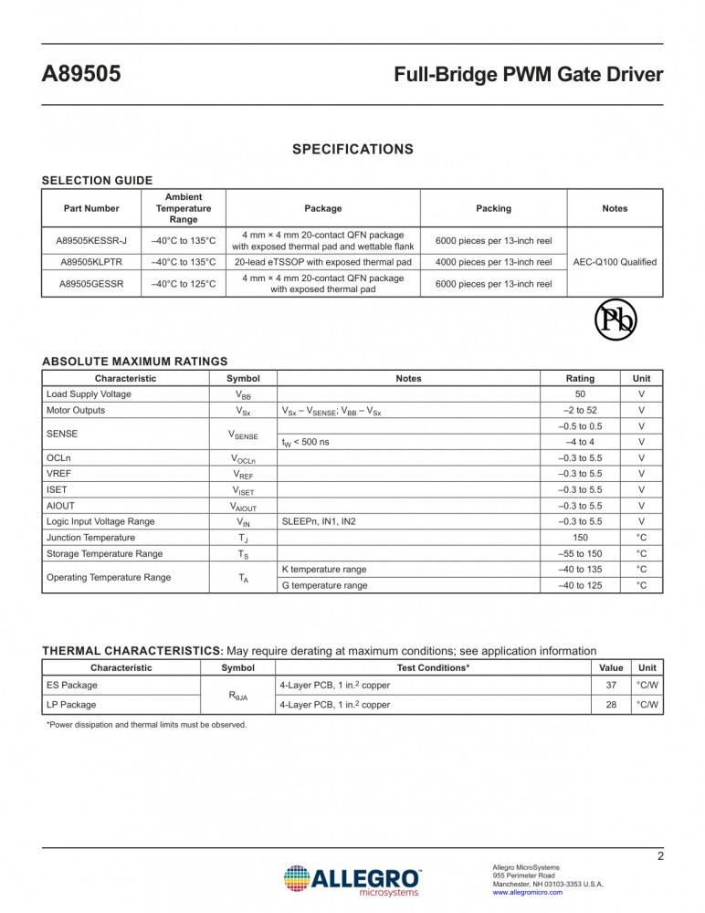 A89505 datasheet page 2