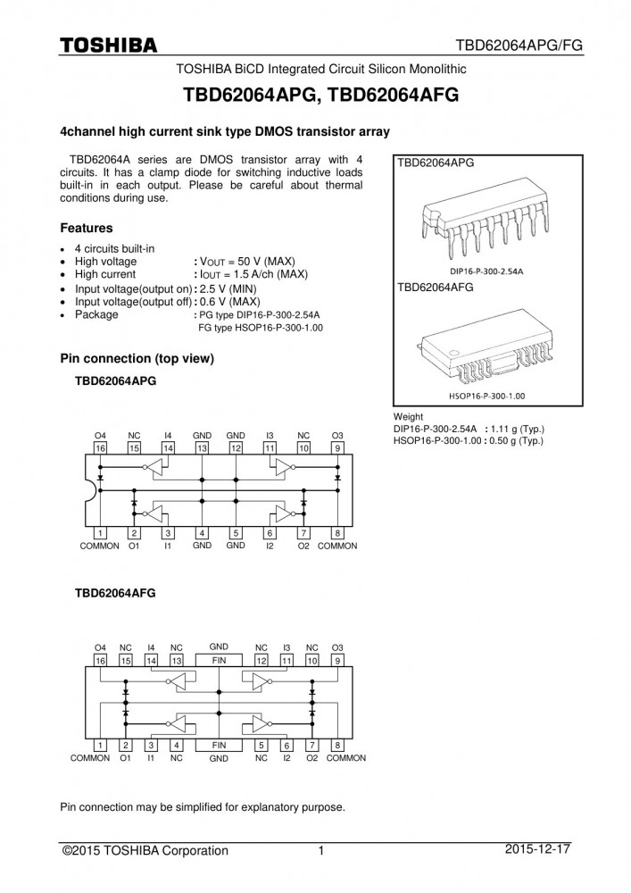 TBD62064A datasheet page 1