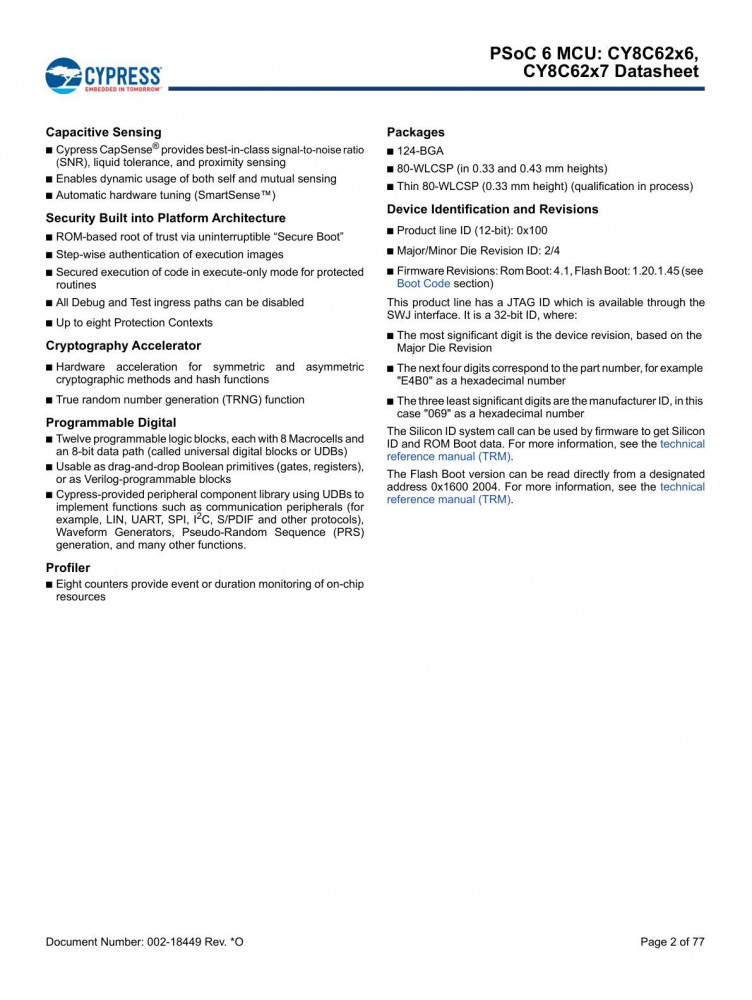 CY8C6247BZI-D34 datasheet page 3