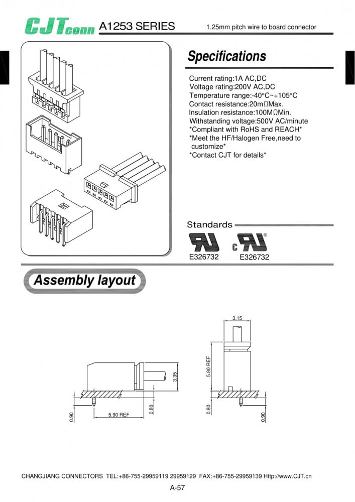 CJT A1253H series technical document page 1