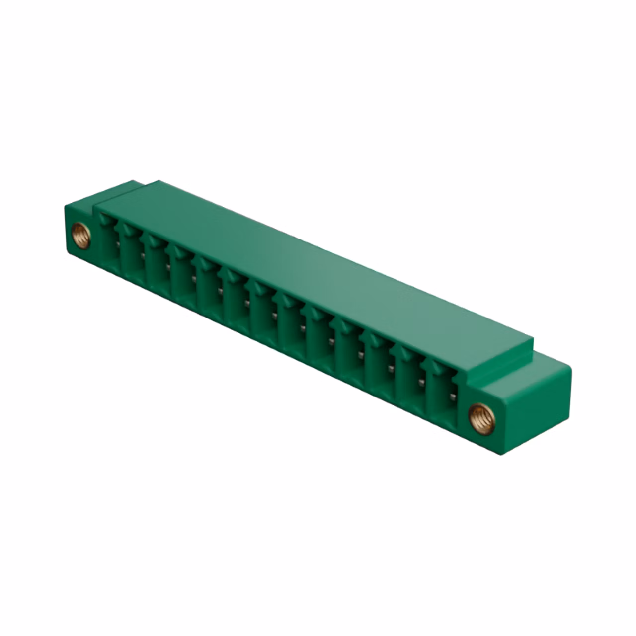 3.81mm Pitch Eurostyle Right-Angle PCB Header, with Threaded Retention Inserts, Green Housing, 13 Circuits for sale