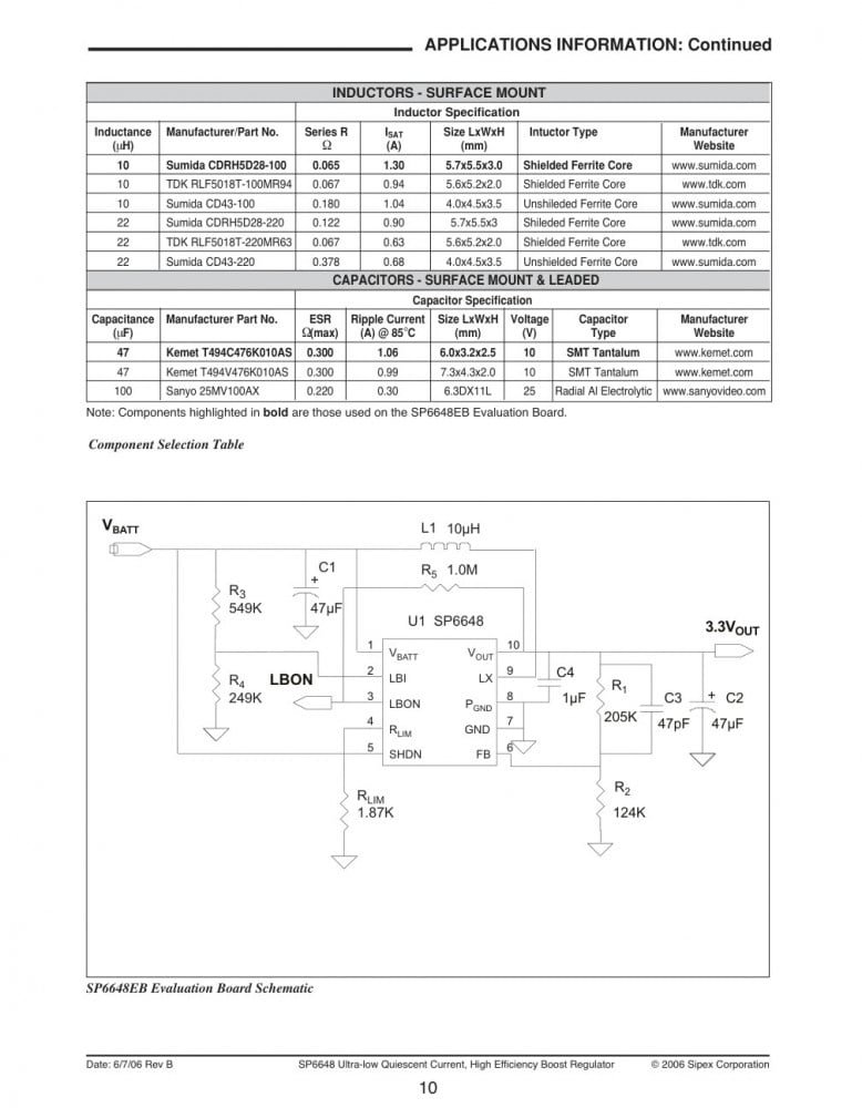 SP6648 datasheet page 10